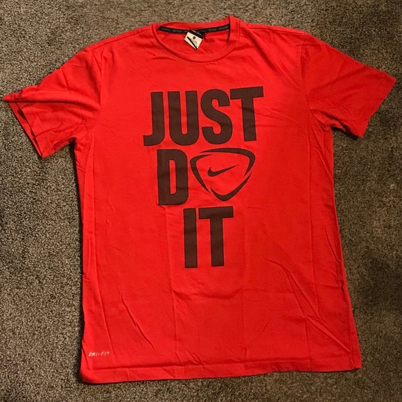 Nike | Shirts | Nike Drifit Red Just Do It Tee | Poshmark